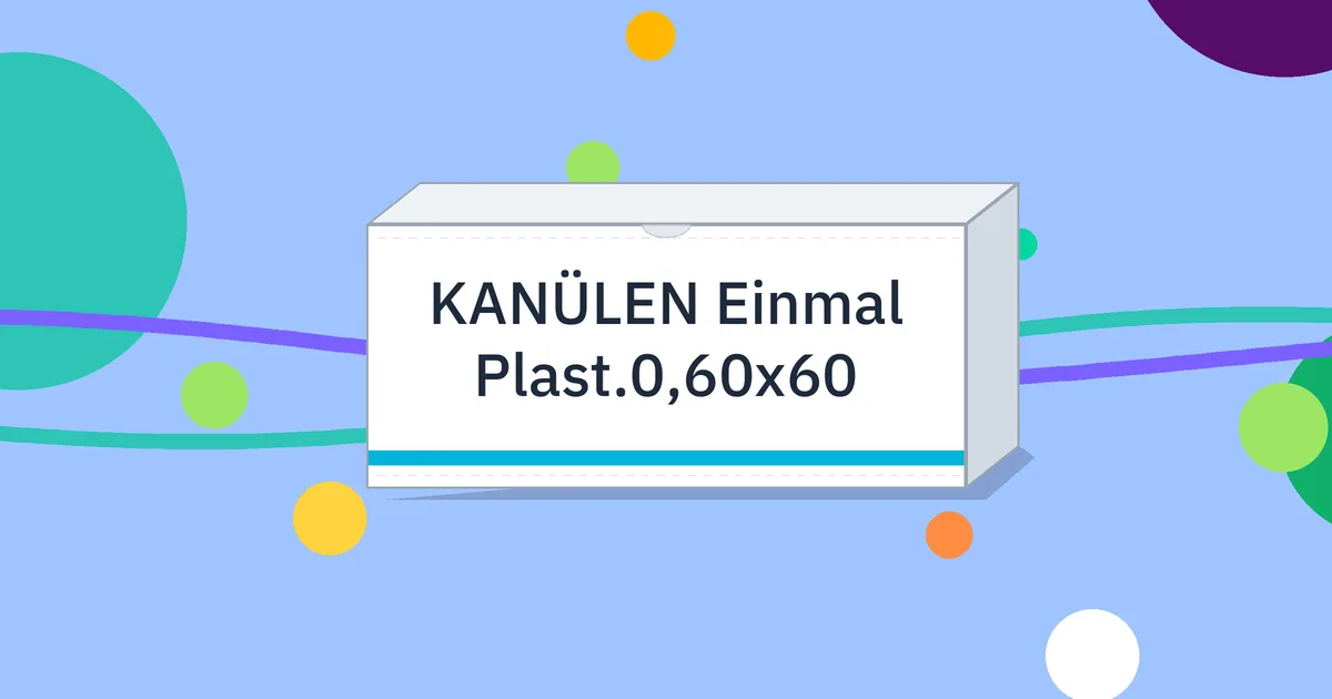 Symbolbild: Packung mit der Aufschrift KANÜLEN Einmal Plast.0,60x60 (PZN 01964390) – Verfügbarkeit und Bezug in Apotheken in Frankfurt am Main