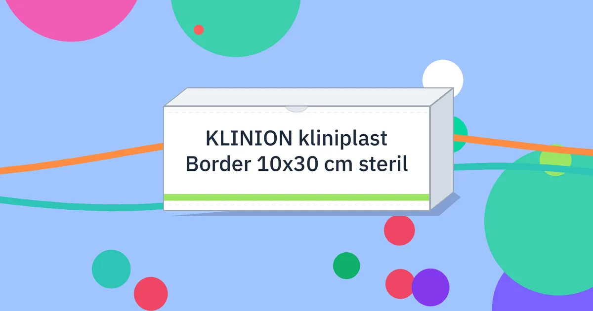 Symbolbild: Packung mit der Aufschrift KLINION kliniplast Border 10x30 cm steril (PZN 19889967) – Verfügbarkeit und Bezug in Apotheken in Frankfurt am Main