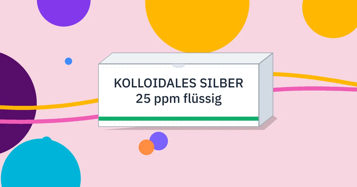 Symbolbild: Packung mit der Aufschrift KOLLOIDALES SILBER 25 ppm flüssig (PZN 20027662) – Verfügbarkeit und Bezug in Apotheken in Frankfurt am Main