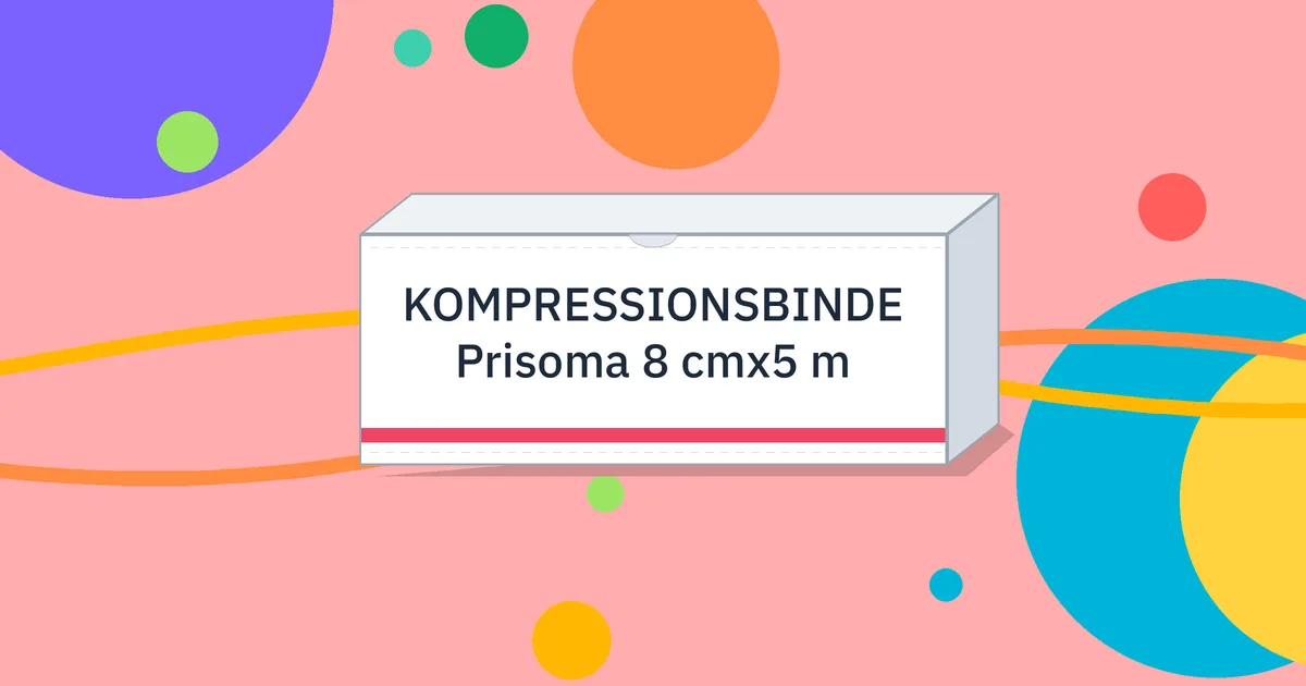 Symbolbild: Packung mit der Aufschrift KOMPRESSIONSBINDE Prisoma 8 cmx5 m (PZN 20610947) – Verfügbarkeit und Bezug in Apotheken in Frankfurt am Main