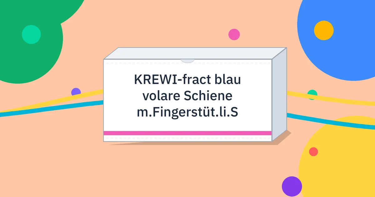 Symbolbild: Packung mit der Aufschrift KREWI-fract blau volare Schiene m.Fingerstüt.li.S (PZN 17299612) – Verfügbarkeit und Bezug in Apotheken in Frankfurt am Main