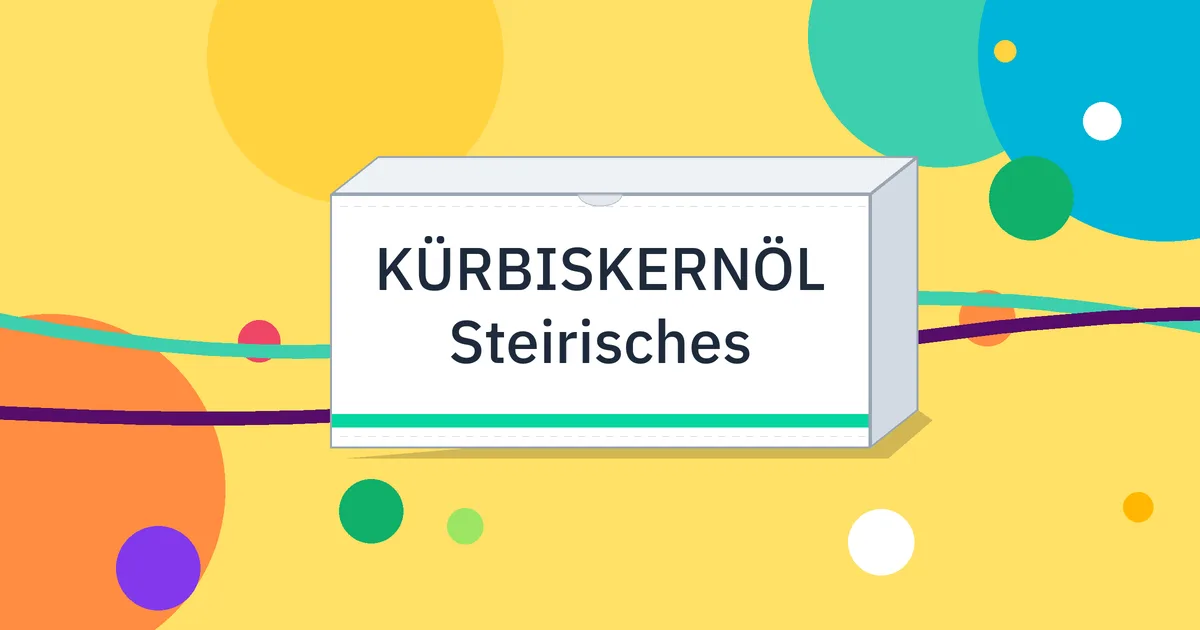 Symbolbild: Packung mit der Aufschrift KÜRBISKERNÖL Steirisches (PZN 14352151) – Verfügbarkeit und Bezug in Apotheken in Frankfurt am Main