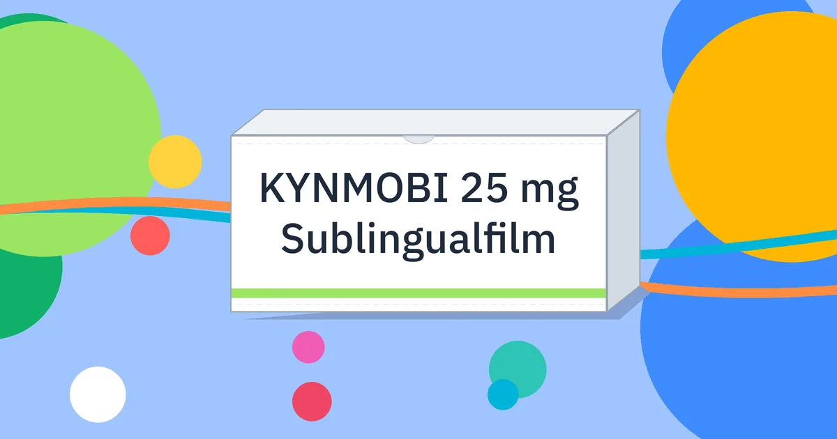 Symbolbild: Packung mit der Aufschrift KYNMOBI 25 mg Sublingualfilm (PZN 18489792) – Verfügbarkeit und Bezug in Apotheken in Frankfurt am Main