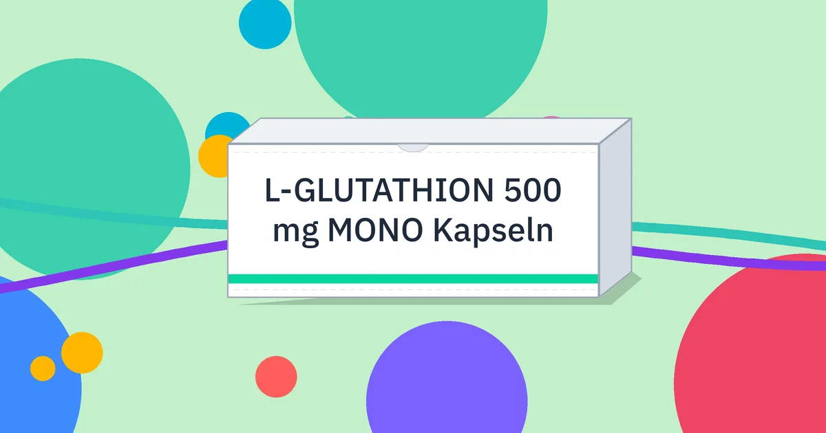 Symbolbild: Packung mit der Aufschrift L-GLUTATHION 500 mg MONO Kapseln (PZN 17757055) – Verfügbarkeit und Bezug in Apotheken in Frankfurt am Main