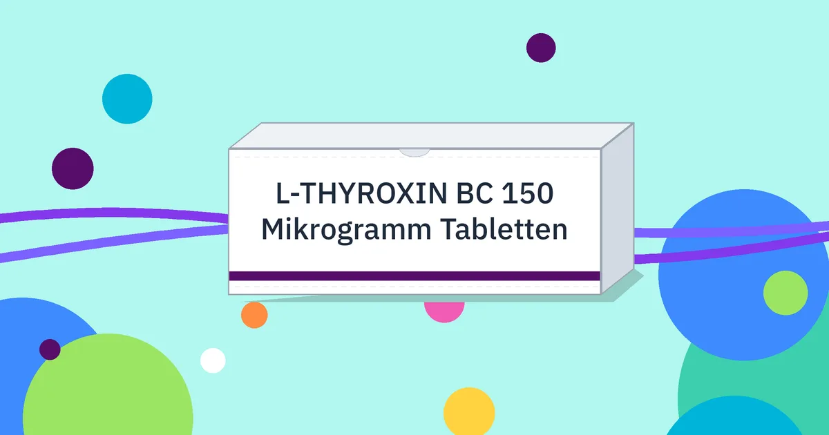 Symbolbild: Packung mit der Aufschrift L-THYROXIN BC 150 Mikrogramm Tabletten (PZN 17627743) – Verfügbarkeit und Bezug in Apotheken in Frankfurt am Main