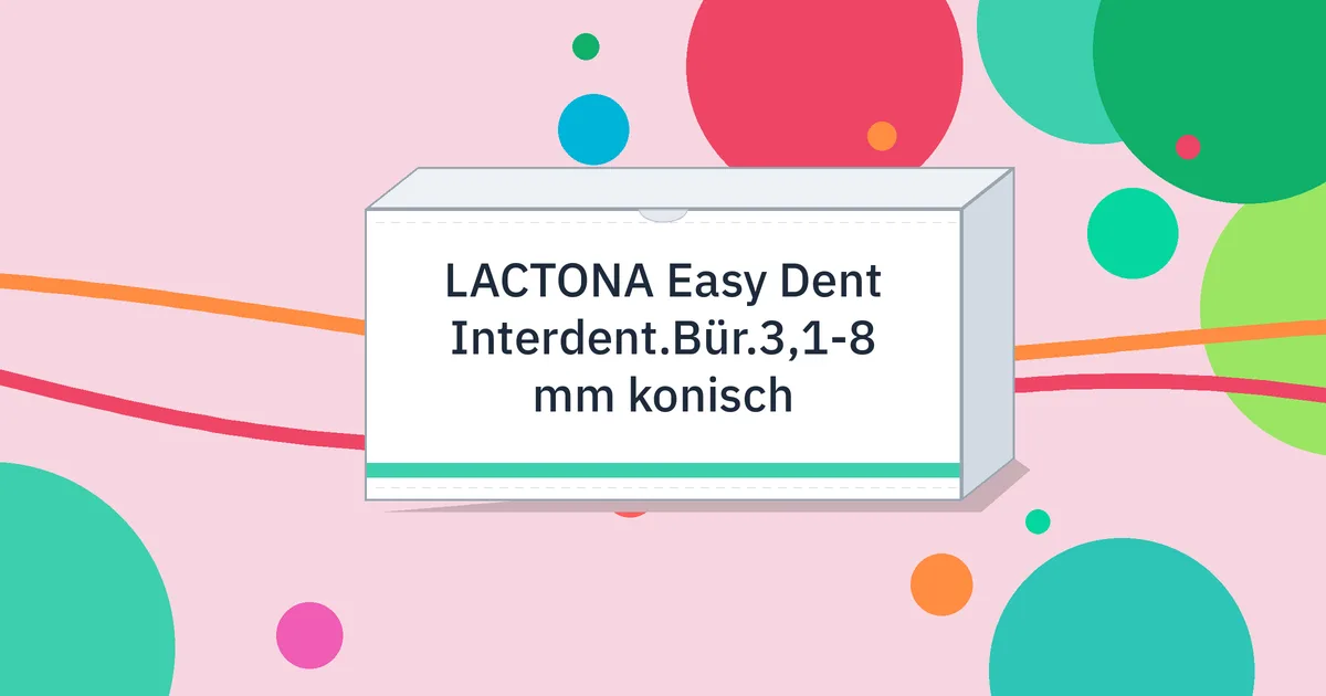 Symbolbild: Packung mit der Aufschrift LACTONA Easy Dent Interdent.Bür.3,1-8 mm konisch (PZN 07232541) – Verfügbarkeit und Bezug in Apotheken in Frankfurt am Main