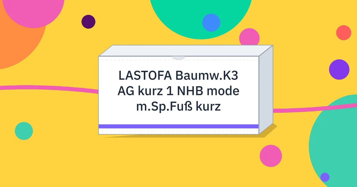 Symbolbild: Packung mit der Aufschrift LASTOFA Baumw.K3 AG kurz 1 NHB mode m.Sp.Fuß kurz (PZN 01955540) – Verfügbarkeit und Bezug in Apotheken in Frankfurt am Main