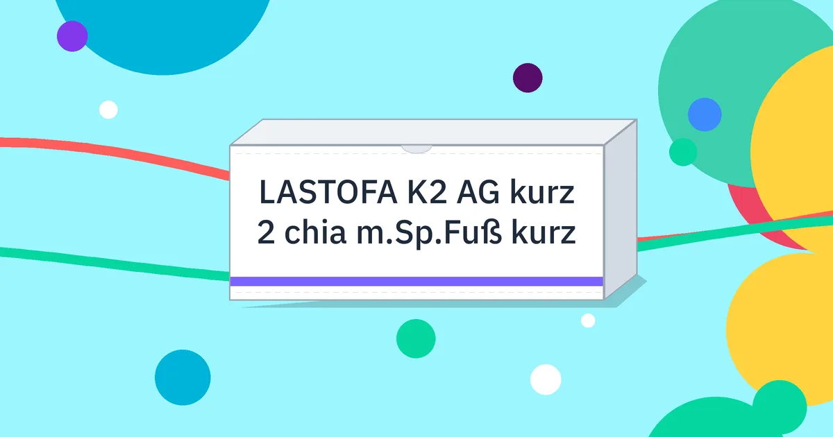 Symbolbild: Packung mit der Aufschrift LASTOFA K2 AG kurz 2 chia m.Sp.Fuß kurz (PZN 13802764) – Verfügbarkeit und Bezug in Apotheken in Frankfurt am Main