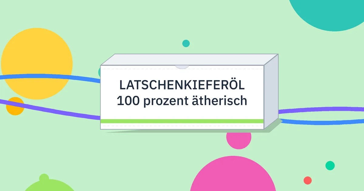 Symbolbild: Packung mit der Aufschrift LATSCHENKIEFERÖL 100 prozent ätherisch (PZN 07204639) – Verfügbarkeit und Bezug in Apotheken in Frankfurt am Main