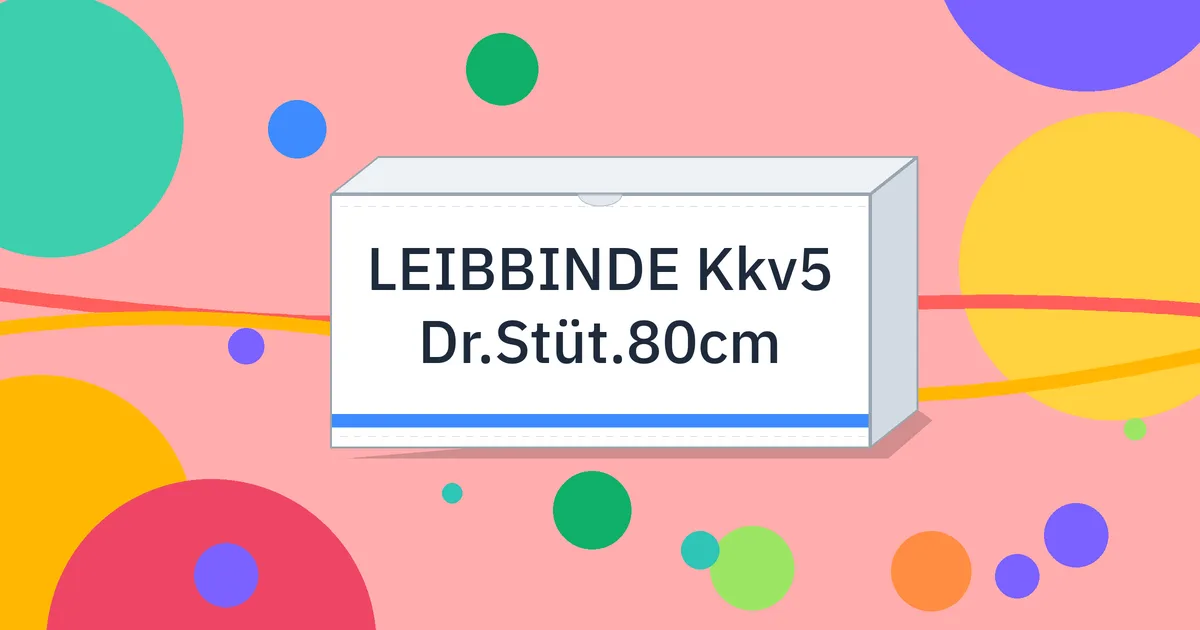 Symbolbild: Packung mit der Aufschrift LEIBBINDE Kkv5 Dr.Stüt.80cm (PZN 01732142) – Verfügbarkeit und Bezug in Apotheken in Frankfurt am Main
