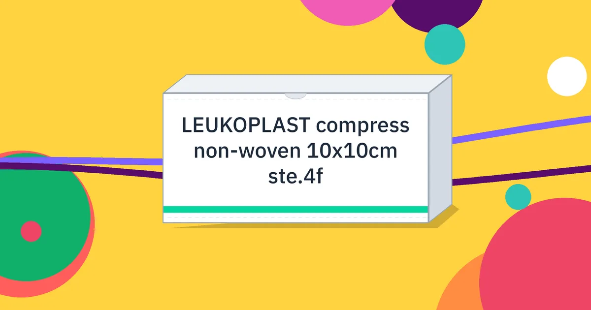 Symbolbild: Packung mit der Aufschrift LEUKOPLAST compress non-woven 10x10cm ste.4f (PZN 17208762) – Verfügbarkeit und Bezug in Apotheken in Frankfurt am Main