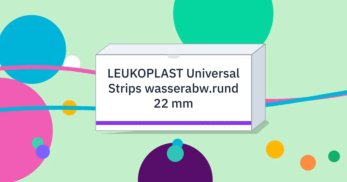 Symbolbild: Packung mit der Aufschrift LEUKOPLAST Universal Strips wasserabw.rund 22 mm (PZN 13838377) – Verfügbarkeit und Bezug in Apotheken in Frankfurt am Main