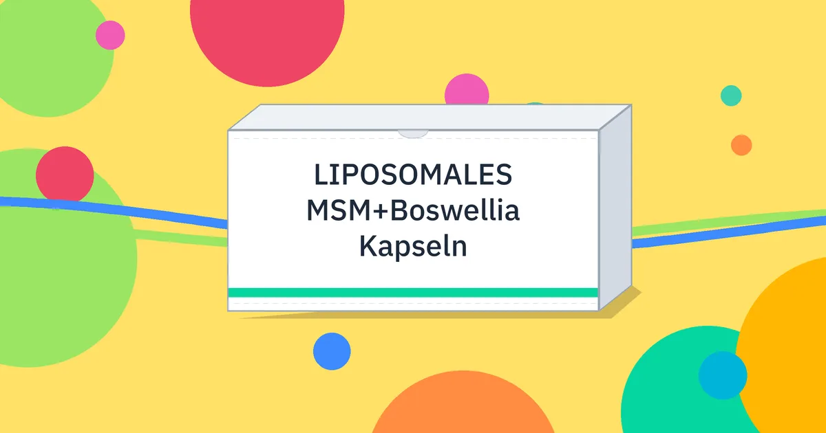 Symbolbild: Packung mit der Aufschrift LIPOSOMALES MSM+Boswellia Kapseln (PZN 17917151) – Verfügbarkeit und Bezug in Apotheken in Frankfurt am Main