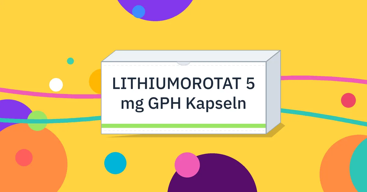 Symbolbild: Packung mit der Aufschrift LITHIUMOROTAT 5 mg GPH Kapseln (PZN 20124603) – Verfügbarkeit und Bezug in Apotheken in Frankfurt am Main