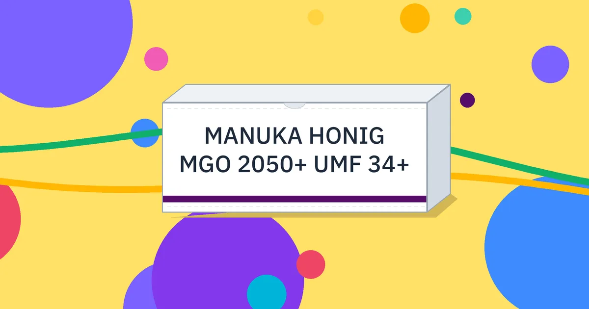 Symbolbild: Packung mit der Aufschrift MANUKA HONIG MGO 2050+ UMF 34+ (PZN 19646791) – Verfügbarkeit und Bezug in Apotheken in Frankfurt am Main