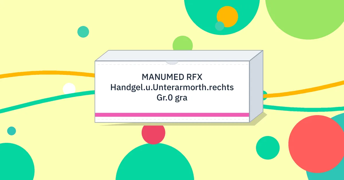 Symbolbild: Packung mit der Aufschrift MANUMED RFX Handgel.u.Unterarmorth.rechts Gr.0 gra (PZN 18108519) – Verfügbarkeit und Bezug in Apotheken in Frankfurt am Main