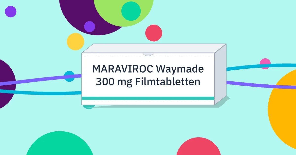 Symbolbild: Packung mit der Aufschrift MARAVIROC Waymade 300 mg Filmtabletten (PZN 19528821) – Verfügbarkeit und Bezug in Apotheken in Frankfurt am Main