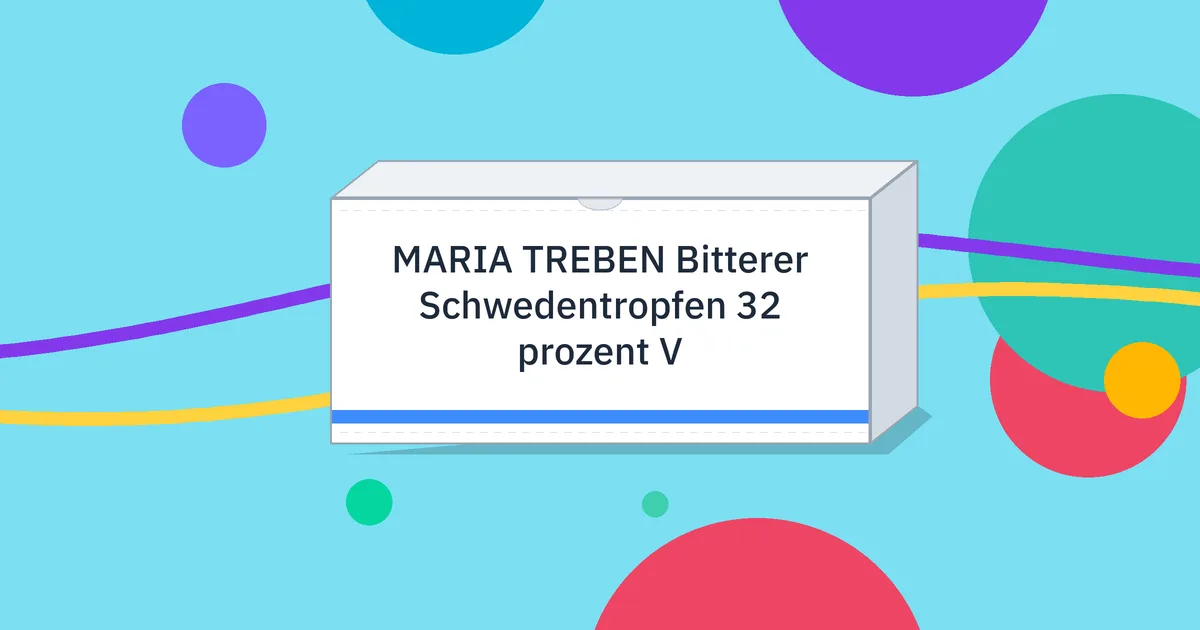 Symbolbild: Packung mit der Aufschrift MARIA TREBEN Bitterer Schwedentropfen 32 prozent V (PZN 06056668) – Verfügbarkeit und Bezug in Apotheken in Frankfurt am Main