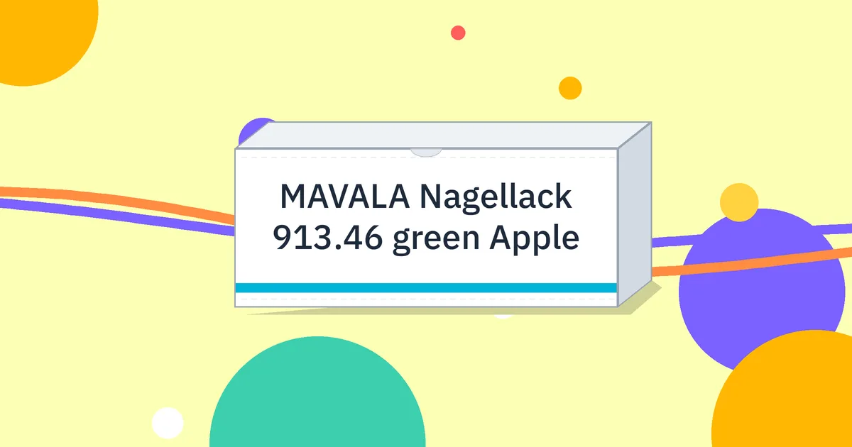 Symbolbild: Packung mit der Aufschrift MAVALA Nagellack 913.46 green Apple (PZN 14051171) – Verfügbarkeit und Bezug in Apotheken in Frankfurt am Main