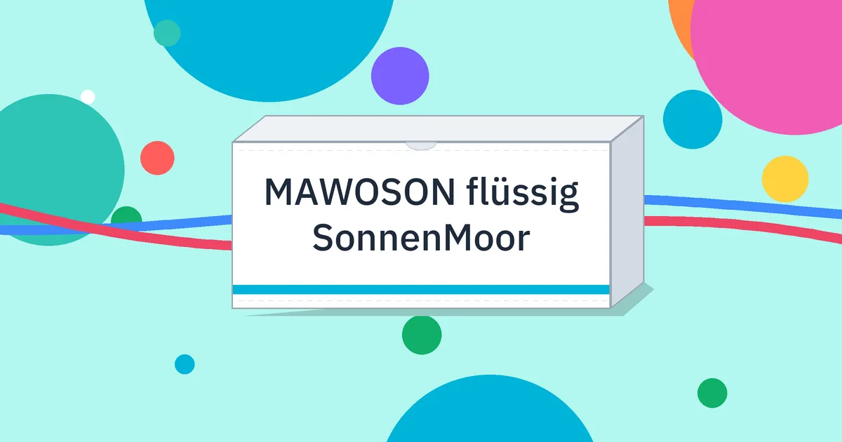 Symbolbild: Packung mit der Aufschrift MAWOSON flüssig SonnenMoor (PZN 09739209) – Verfügbarkeit und Bezug in Apotheken in Frankfurt am Main