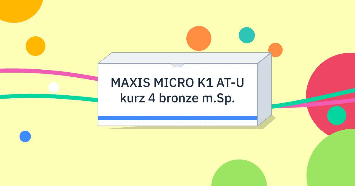 Symbolbild: Packung mit der Aufschrift MAXIS MICRO K1 AT-U kurz 4 bronze m.Sp. (PZN 17671879) – Verfügbarkeit und Bezug in Apotheken in Frankfurt am Main