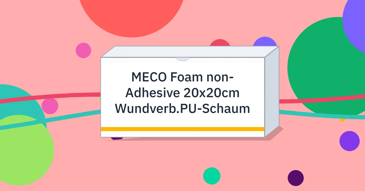 Symbolbild: Packung mit der Aufschrift MECO Foam non-Adhesive 20x20cm Wundverb.PU-Schaum (PZN 20090643) – Verfügbarkeit und Bezug in Apotheken in Frankfurt am Main