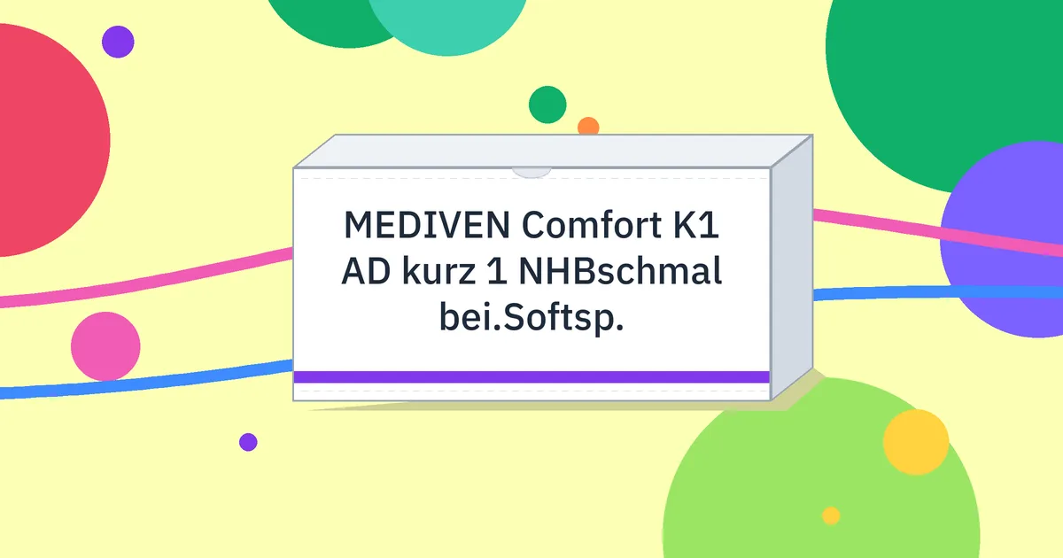 Symbolbild: Packung mit der Aufschrift MEDIVEN Comfort K1 AD kurz 1 NHBschmal bei.Softsp. (PZN 14558208) – Verfügbarkeit und Bezug in Apotheken in Frankfurt am Main