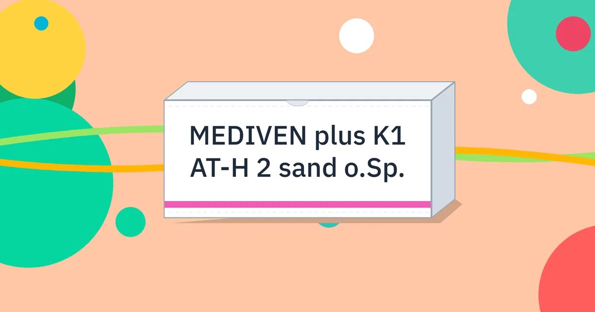Symbolbild: Packung mit der Aufschrift MEDIVEN plus K1 AT-H 2 sand o.Sp. (PZN 18933040) – Verfügbarkeit und Bezug in Apotheken in Frankfurt am Main