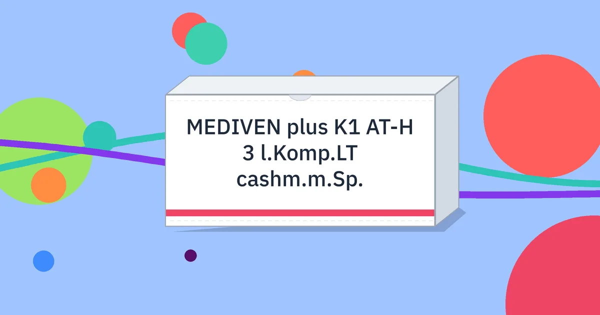 Symbolbild: Packung mit der Aufschrift MEDIVEN plus K1 AT-H 3 l.Komp.LT cashm.m.Sp. (PZN 15037865) – Verfügbarkeit und Bezug in Apotheken in Frankfurt am Main