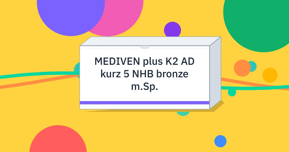 Symbolbild: Packung mit der Aufschrift MEDIVEN plus K2 AD kurz 5 NHB bronze m.Sp. (PZN 15925620) – Verfügbarkeit und Bezug in Apotheken in Frankfurt am Main