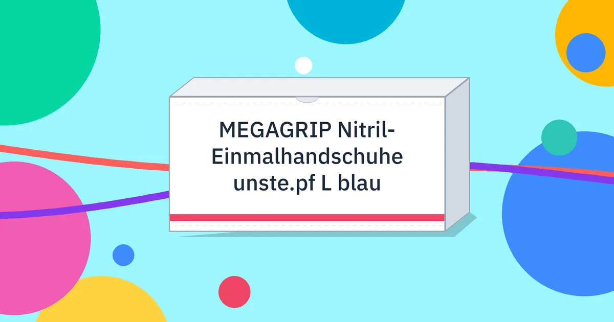 Symbolbild: Packung mit der Aufschrift MEGAGRIP Nitril-Einmalhandschuhe unste.pf L blau (PZN 16733414) – Verfügbarkeit und Bezug in Apotheken in Frankfurt am Main