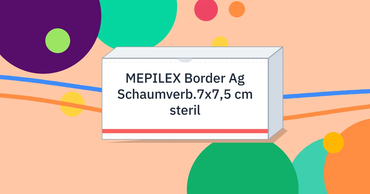 Symbolbild: Packung mit der Aufschrift MEPILEX Border Ag Schaumverb.7x7,5 cm steril (PZN 11195219) – Verfügbarkeit und Bezug in Apotheken in Frankfurt am Main