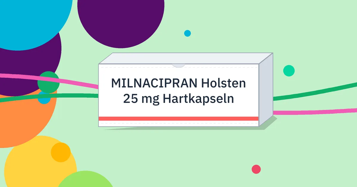 Symbolbild: Packung mit der Aufschrift MILNACIPRAN Holsten 25 mg Hartkapseln (PZN 15579425) – Verfügbarkeit und Bezug in Apotheken in Frankfurt am Main