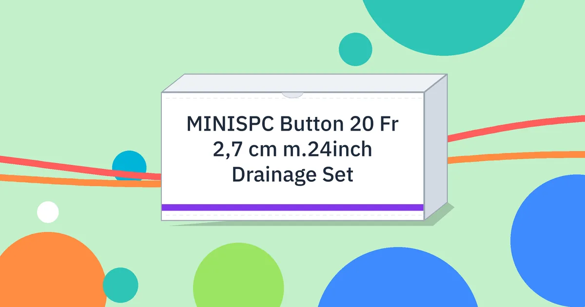 Symbolbild: Packung mit der Aufschrift MINISPC Button 20 Fr 2,7 cm m.24inch Drainage Set (PZN 20822359) – Verfügbarkeit und Bezug in Apotheken in Frankfurt am Main