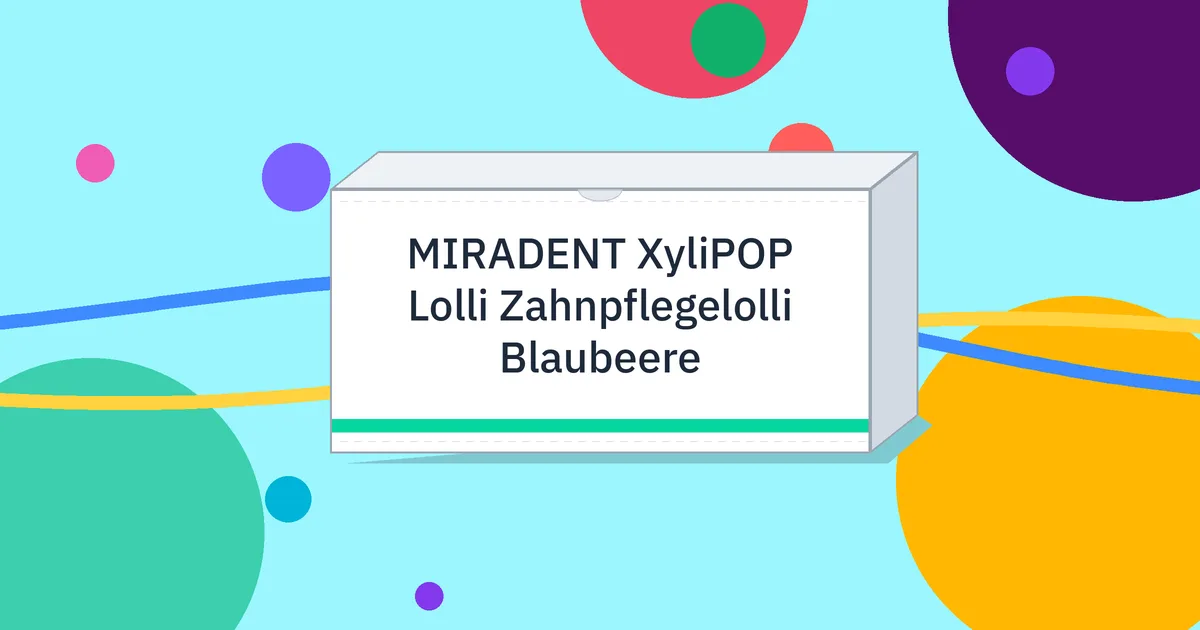 Symbolbild: Packung mit der Aufschrift MIRADENT XyliPOP Lolli Zahnpflegelolli Blaubeere (PZN 16009931) – Verfügbarkeit und Bezug in Apotheken in Frankfurt am Main