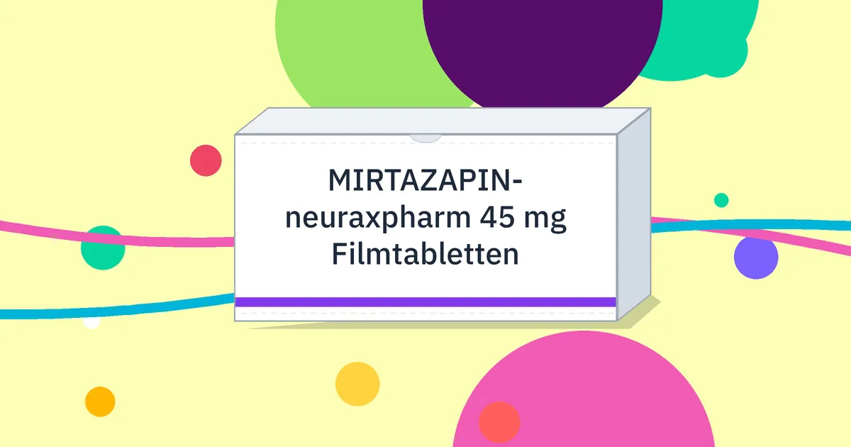 Symbolbild: Packung mit der Aufschrift MIRTAZAPIN-neuraxpharm 45 mg Filmtabletten (PZN 03647446) – Verfügbarkeit und Bezug in Apotheken in Frankfurt am Main