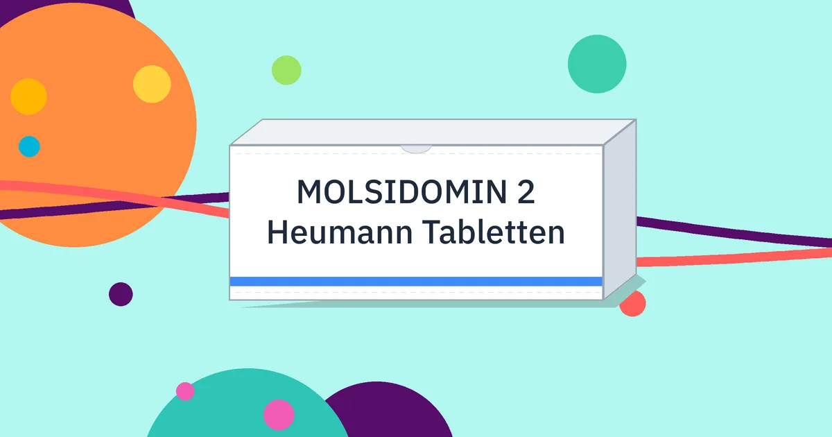 Symbolbild: Packung mit der Aufschrift MOLSIDOMIN 2 Heumann Tabletten (PZN 03910984) – Verfügbarkeit und Bezug in Apotheken in Frankfurt am Main
