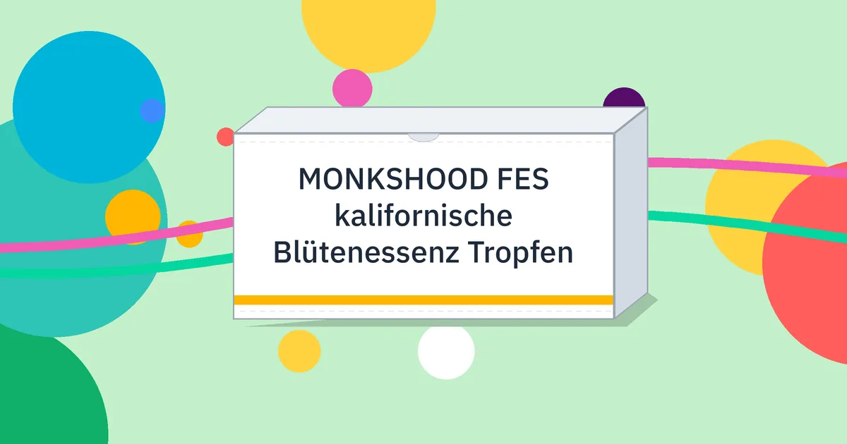 Symbolbild: Packung mit der Aufschrift MONKSHOOD FES kalifornische Blütenessenz Tropfen (PZN 18809995) – Verfügbarkeit und Bezug in Apotheken in Frankfurt am Main
