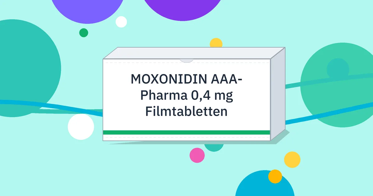 Symbolbild: Packung mit der Aufschrift MOXONIDIN AAA-Pharma 0,4 mg Filmtabletten (PZN 04411639) – Verfügbarkeit und Bezug in Apotheken in Frankfurt am Main