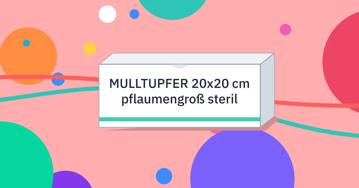 Symbolbild: Packung mit der Aufschrift MULLTUPFER 20x20 cm pflaumengroß steril (PZN 07380460) – Verfügbarkeit und Bezug in Apotheken in Frankfurt am Main