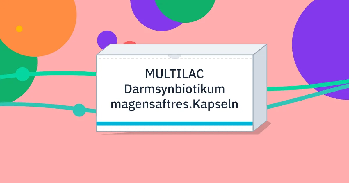 Symbolbild: Packung mit der Aufschrift MULTILAC Darmsynbiotikum magensaftres.Kapseln (PZN 18449054) – Verfügbarkeit und Bezug in Apotheken in Frankfurt am Main