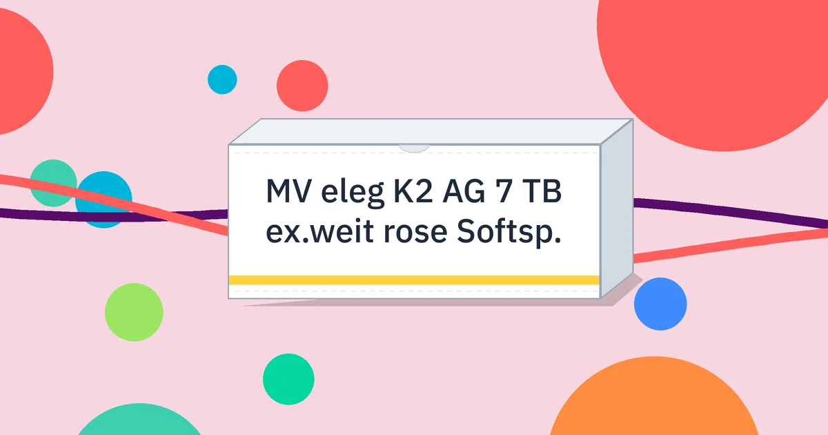 Symbolbild: Packung mit der Aufschrift MV eleg K2 AG 7 TB ex.weit rose Softsp. (PZN 14700155) – Verfügbarkeit und Bezug in Apotheken in Frankfurt am Main