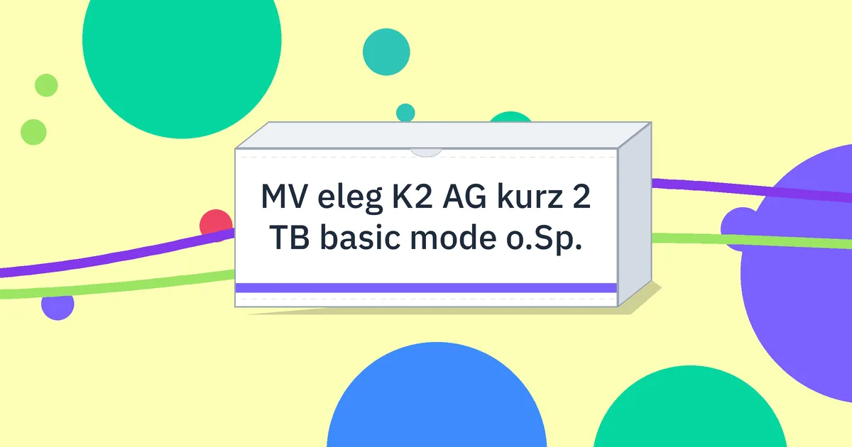 Symbolbild: Packung mit der Aufschrift MV eleg K2 AG kurz 2 TB basic mode o.Sp. (PZN 00194228) – Verfügbarkeit und Bezug in Apotheken in Frankfurt am Main