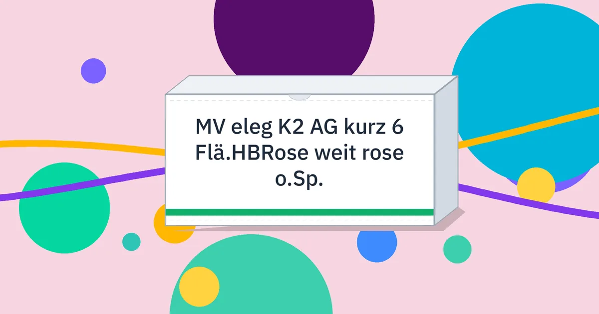 Symbolbild: Packung mit der Aufschrift MV eleg K2 AG kurz 6 Flä.HBRose weit rose o.Sp. (PZN 15705829) – Verfügbarkeit und Bezug in Apotheken in Frankfurt am Main