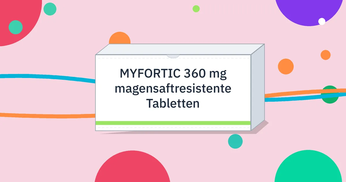 Symbolbild: Packung mit der Aufschrift MYFORTIC 360 mg magensaftresistente Tabletten (PZN 16811953) – Verfügbarkeit und Bezug in Apotheken in Frankfurt am Main