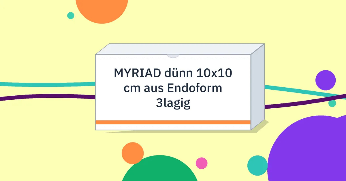 Symbolbild: Packung mit der Aufschrift MYRIAD dünn 10x10 cm aus Endoform 3lagig (PZN 18131033) – Verfügbarkeit und Bezug in Apotheken in Frankfurt am Main