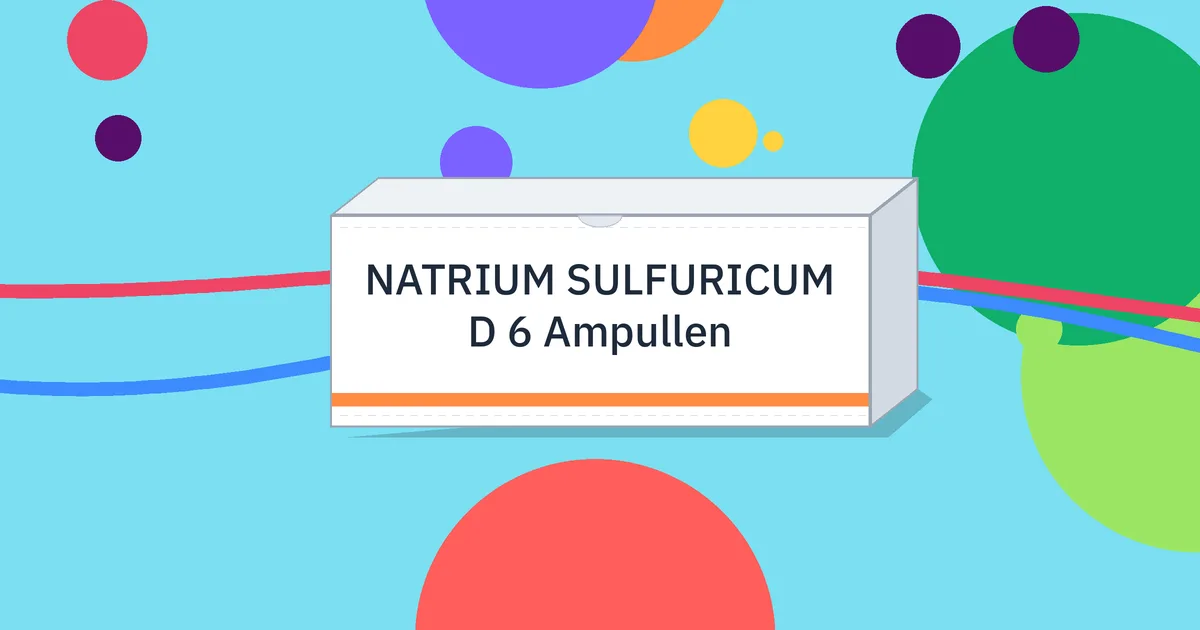 Symbolbild: Packung mit der Aufschrift NATRIUM SULFURICUM D 6 Ampullen (PZN 11707406) – Verfügbarkeit und Bezug in Apotheken in Frankfurt am Main