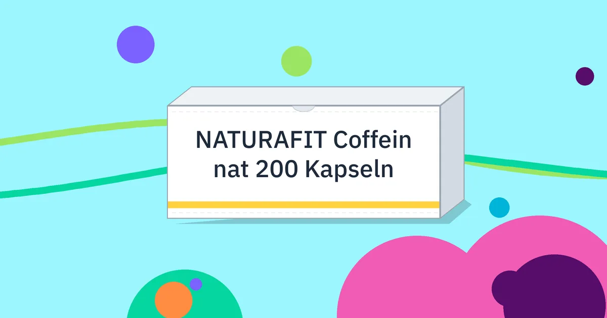 Symbolbild: Packung mit der Aufschrift NATURAFIT Coffein nat 200 Kapseln (PZN 11855733) – Verfügbarkeit und Bezug in Apotheken in Frankfurt am Main