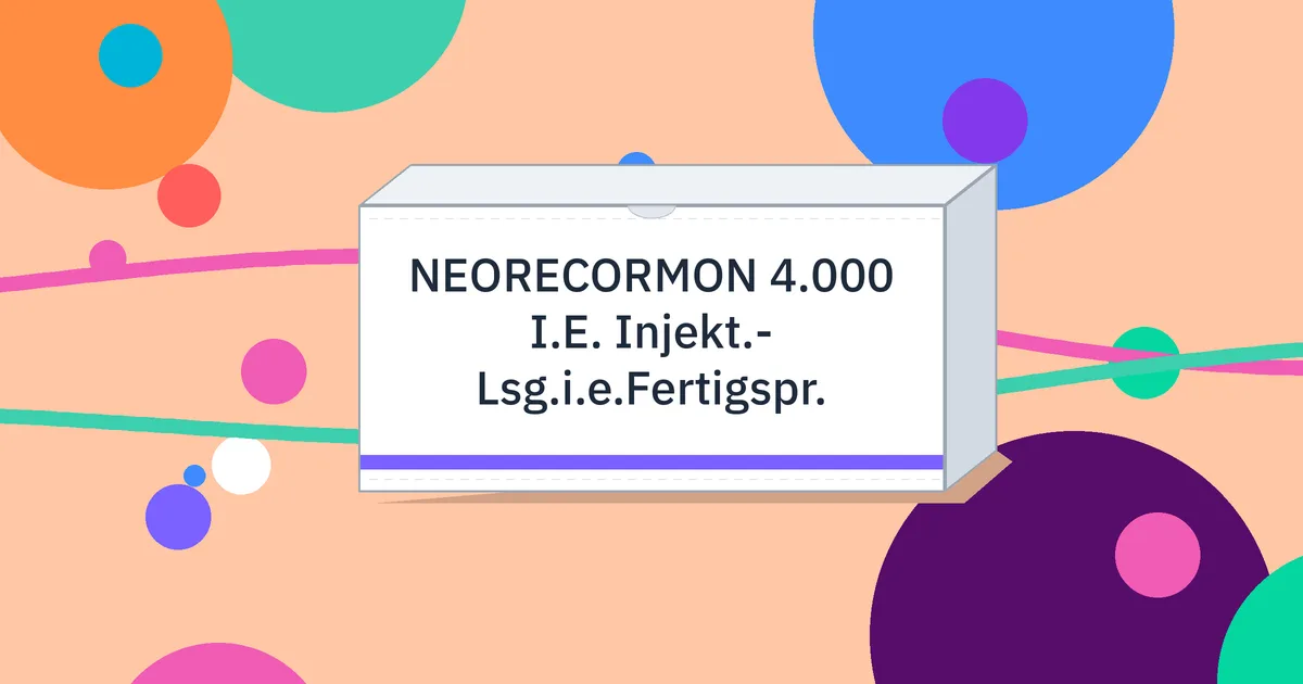 Symbolbild: Packung mit der Aufschrift NEORECORMON 4.000 I.E. Injekt.-Lsg.i.e.Fertigspr. (PZN 15302089) – Verfügbarkeit und Bezug in Apotheken in Frankfurt am Main