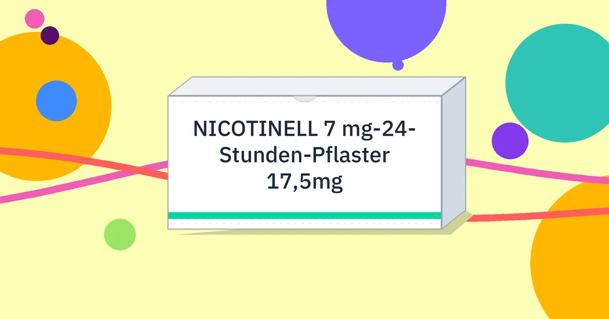 Symbolbild: Packung mit der Aufschrift NICOTINELL 7 mg-24-Stunden-Pflaster 17,5mg (PZN 19999785) – Verfügbarkeit und Bezug in Apotheken in Frankfurt am Main